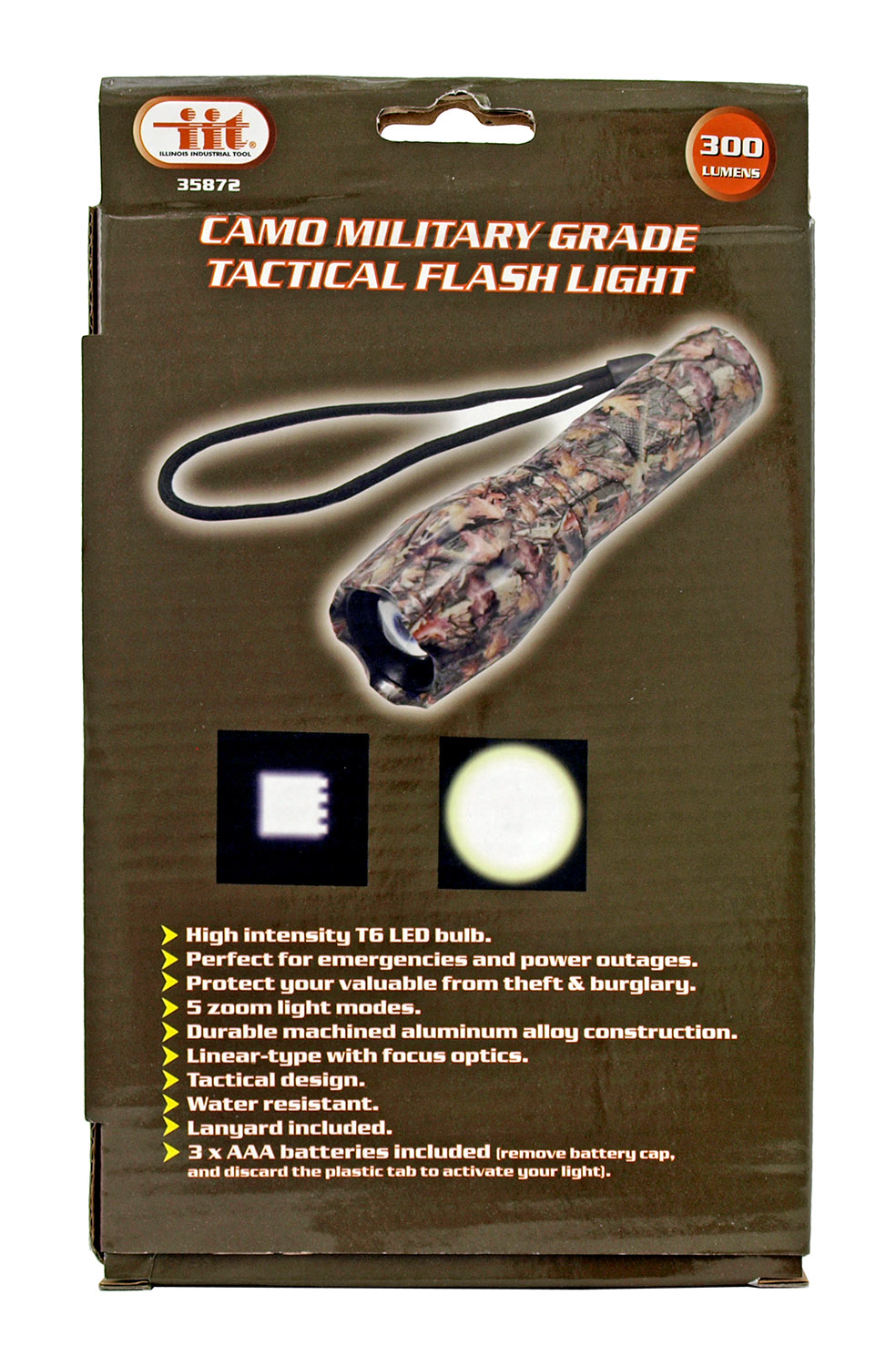 300 Lumen Special Ops Camo Military Grade Tactical Flashlight - IIT