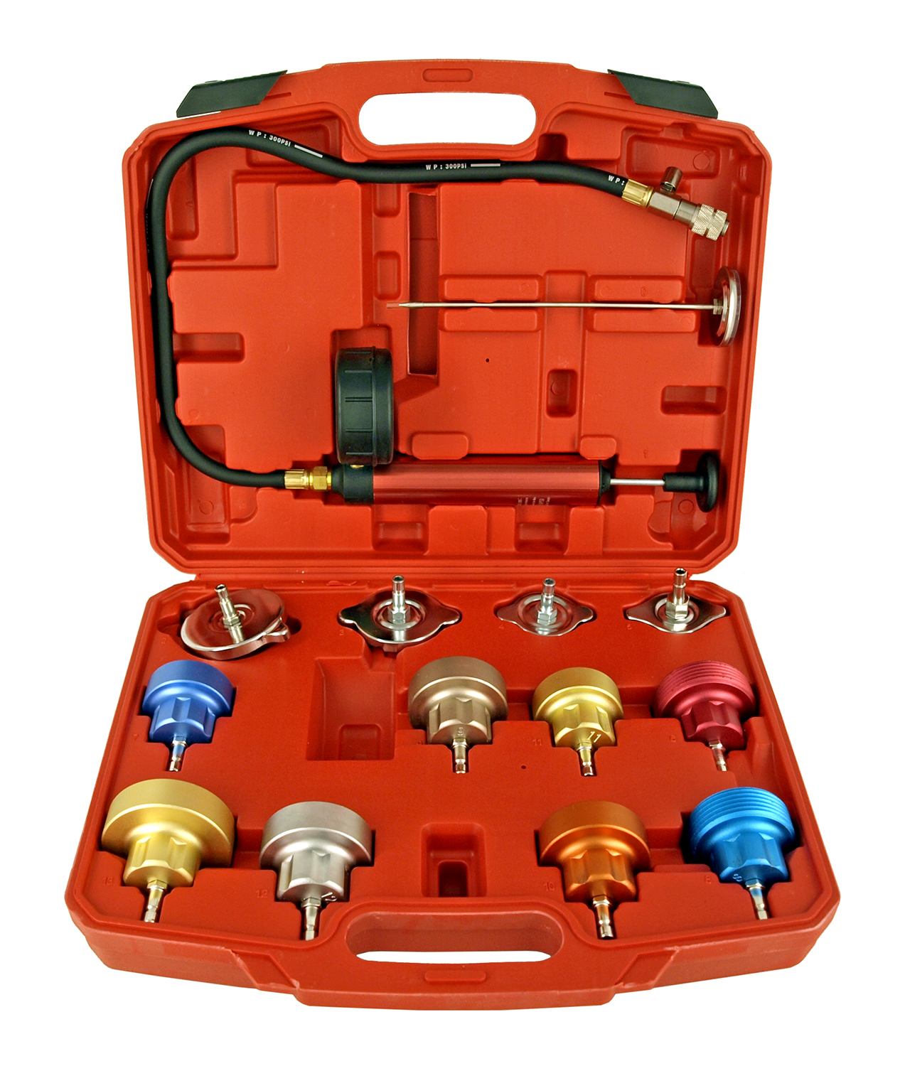 14 - pc. Cooling System & Radiator Cap Pressure Tester - Cal-Hawk
