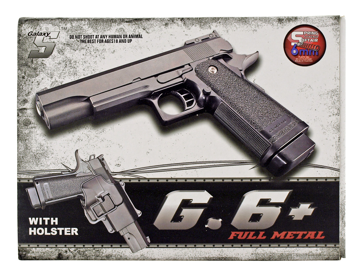 Galaxy G6 Metal Replica Spring Powered Airsoft Pistol with Holster