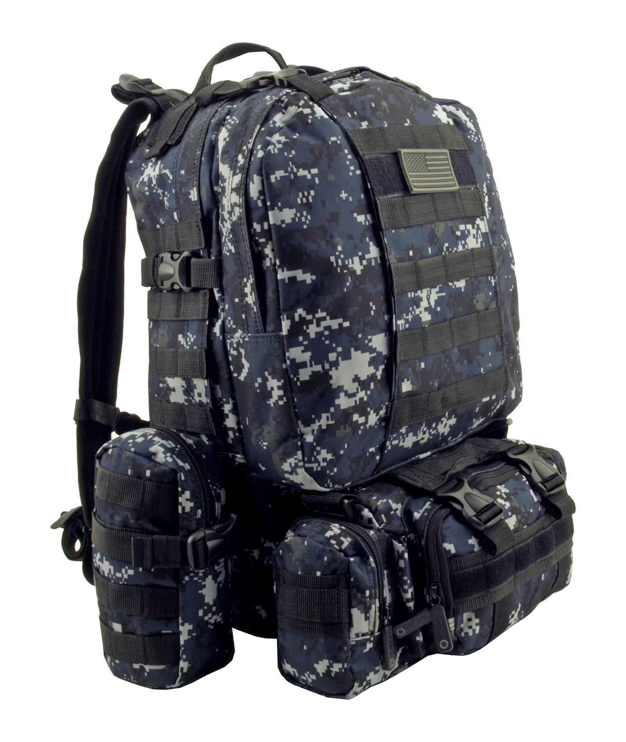 Large Tactical Assault Rucksack Backpack - Blue Digitial Camo