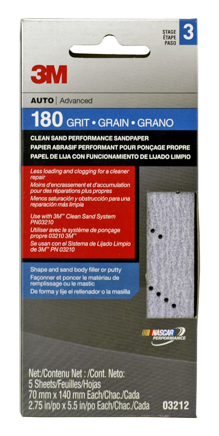 5 - pk. 3M Advanced 180 Grit Stage 3 Clean Sand Performance Sandpaper