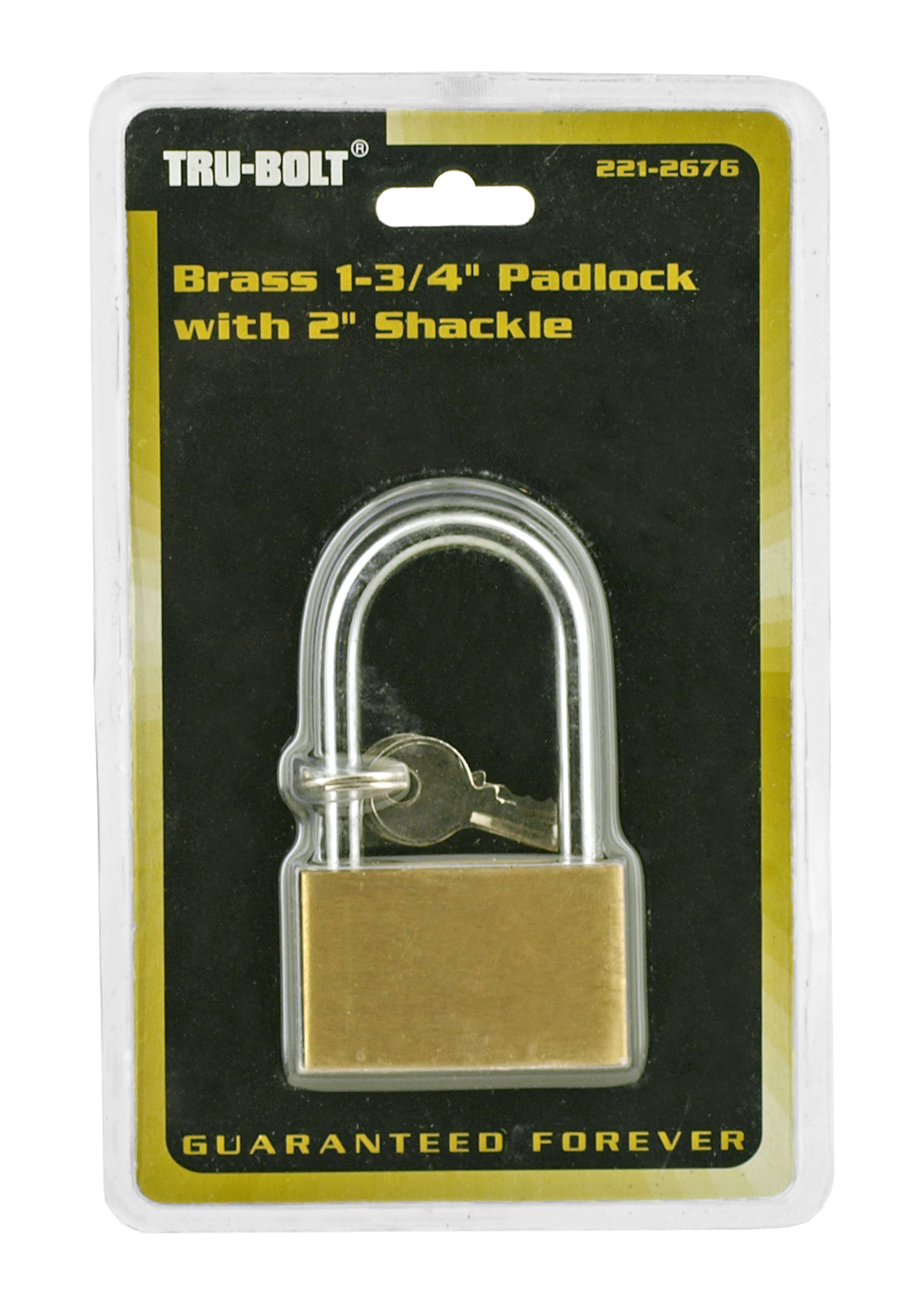 Traditional Brass 1-3/4" Padlock with 2" Shackle - Tru-Bolt
