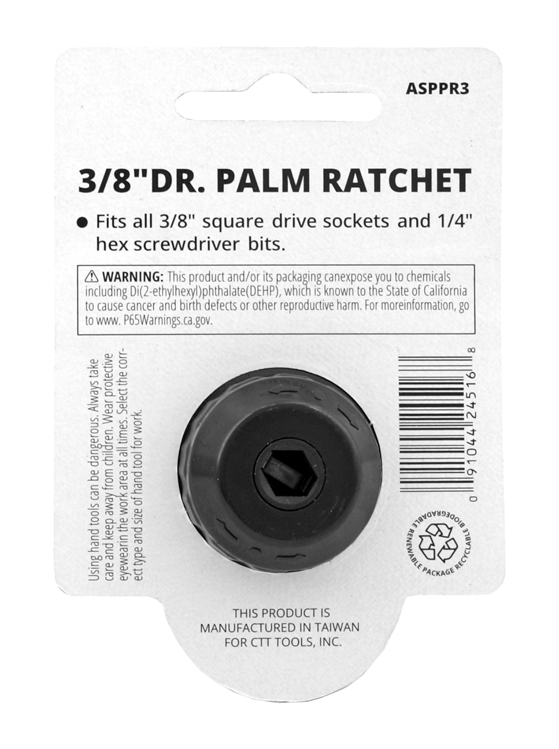 3/8" DR. Palm Ratchet - Cal-Hawk ASPPR3
