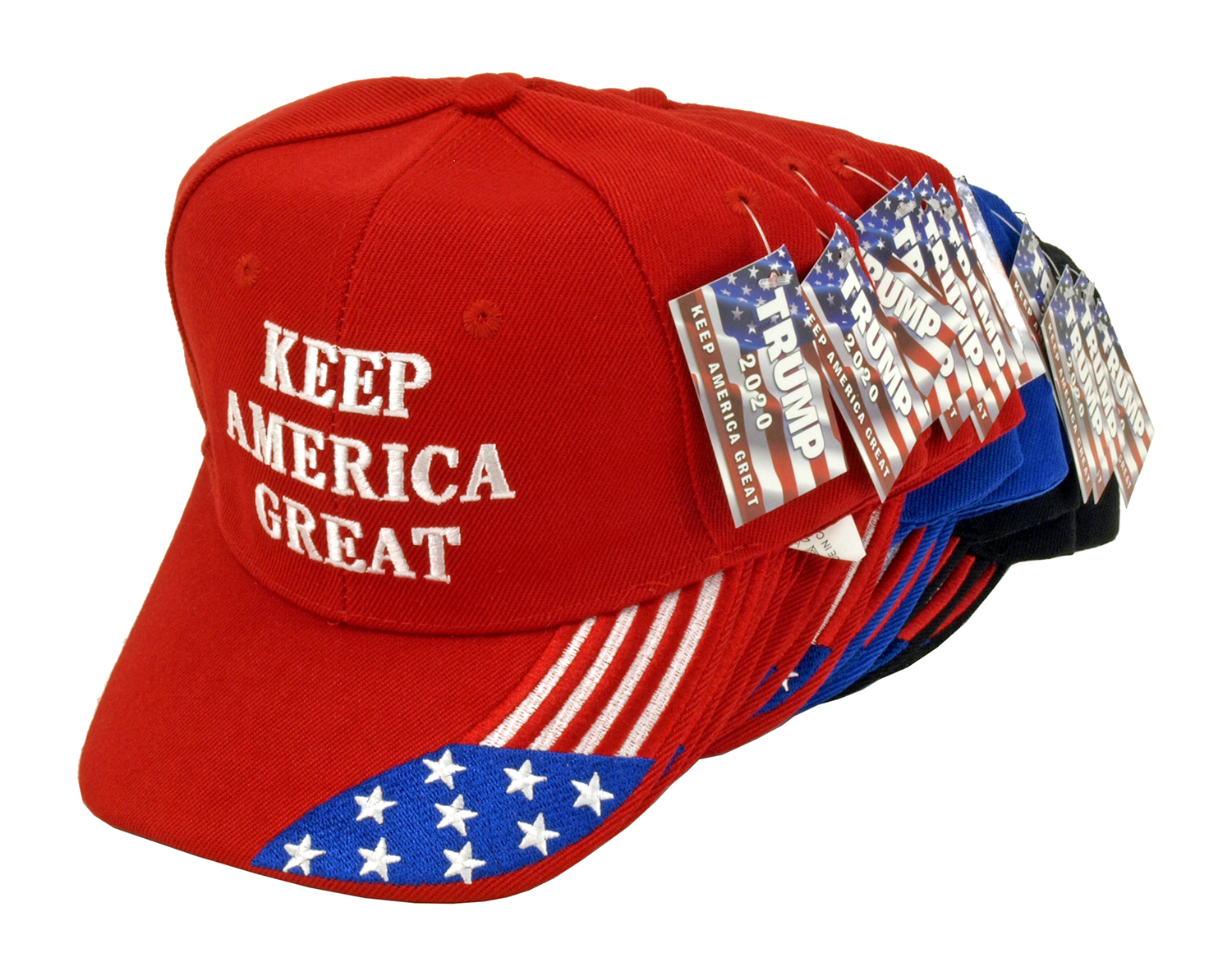 12 - pc. Trump Keep America Great with Flag Adjustable Hat - Assorted ...