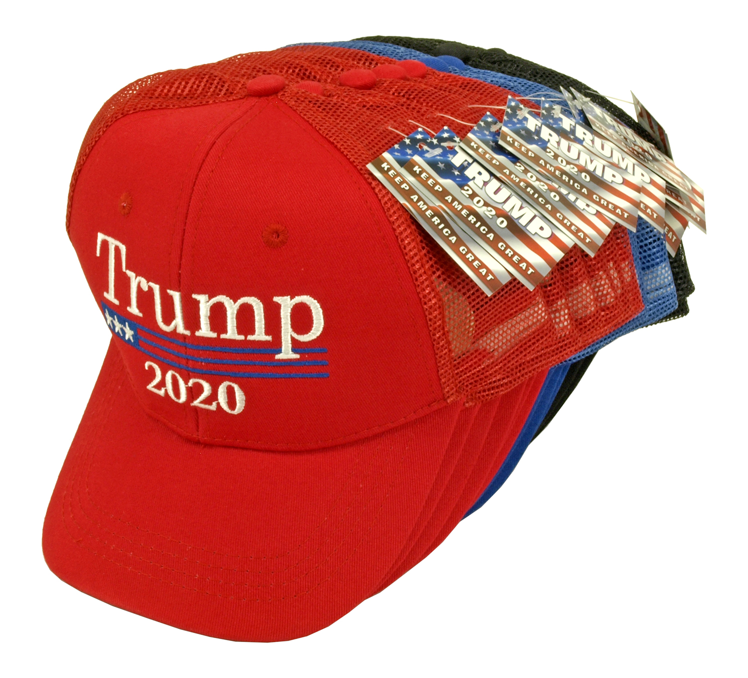 12 - pc. Trump 2020 Adjustable Trucker Hat - Assorted Colors