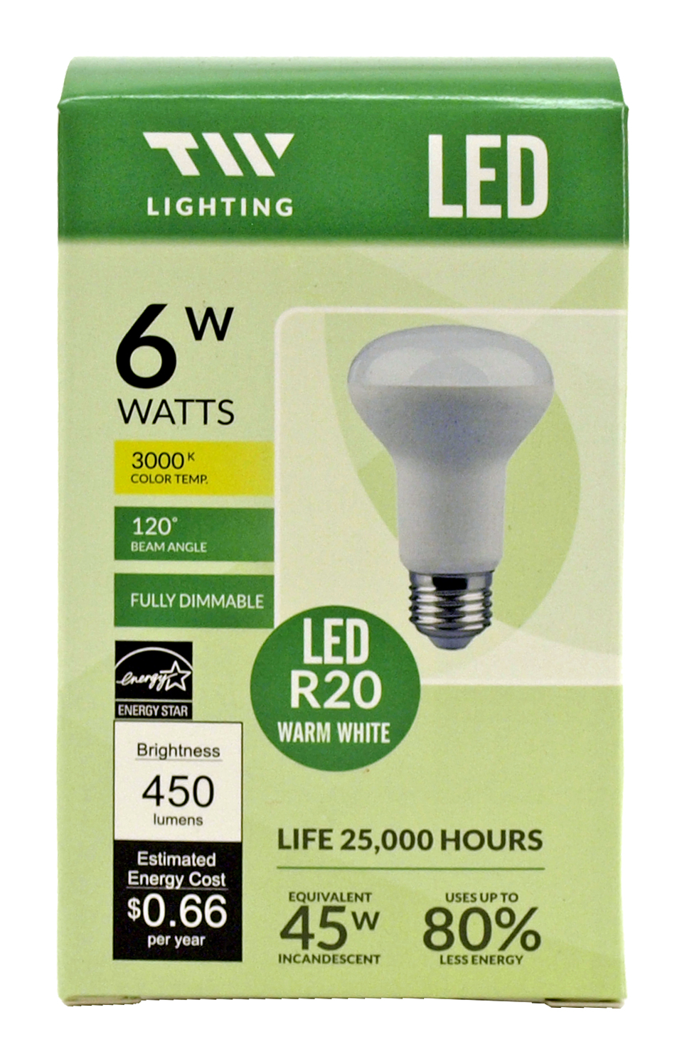 R20 LED Light Bulb - 450 Lumens - 3000k - TW Lighting