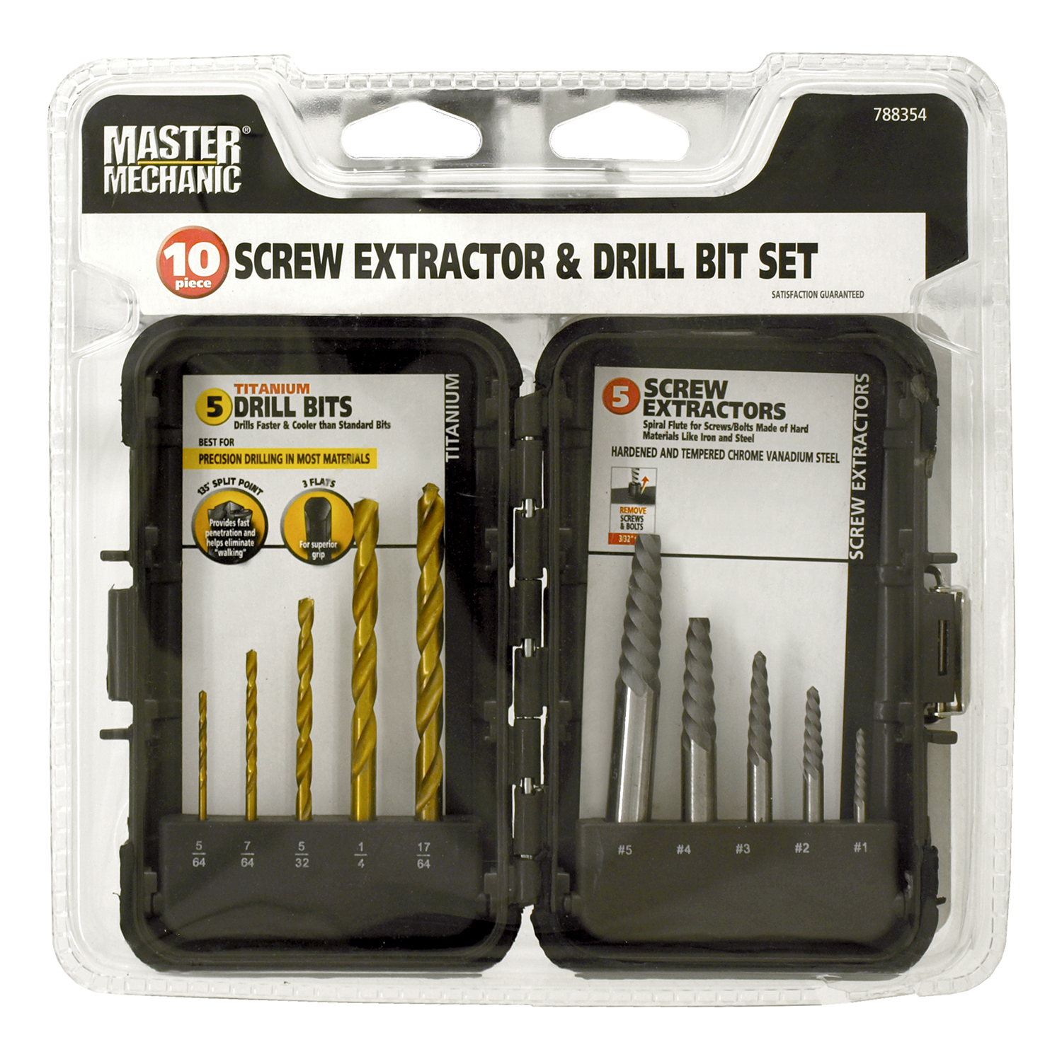 10 - pc. Screw Extractor and Drill Bit Set