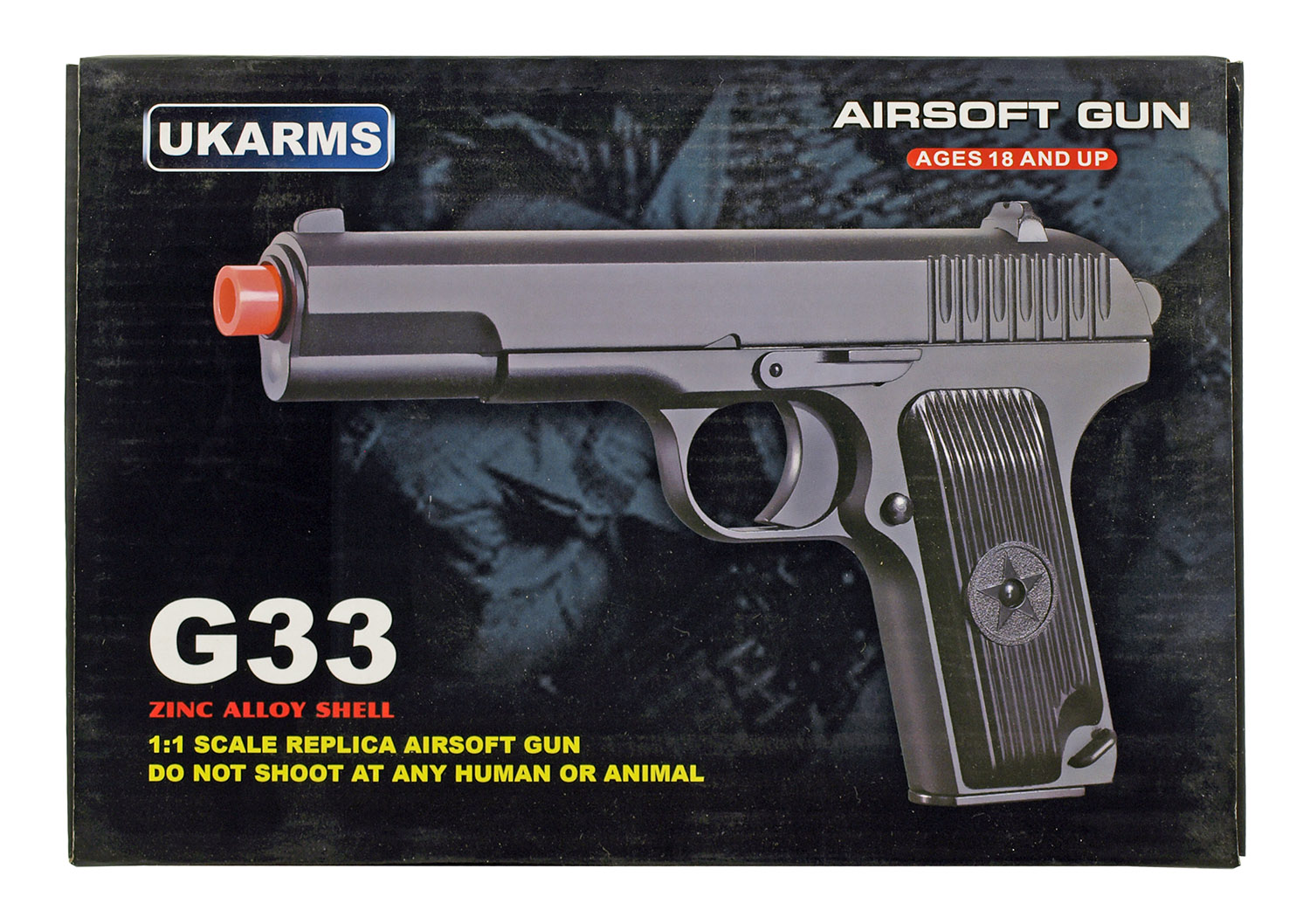 UK Arms G33 Spring Powered Airsoft BB Pistol Handgun - Black