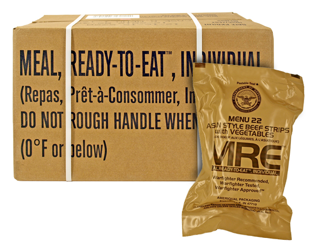 Box of 12 Government Issue Meals Ready to Eat (MREs)