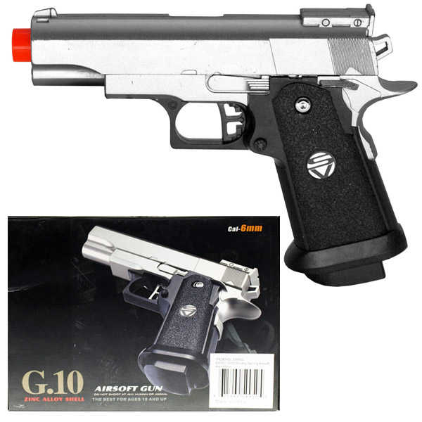 G10 Spring Airsoft Hand Gun - Silver