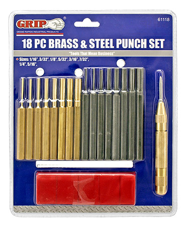 18 - pc. Brass and Steel Punch Set