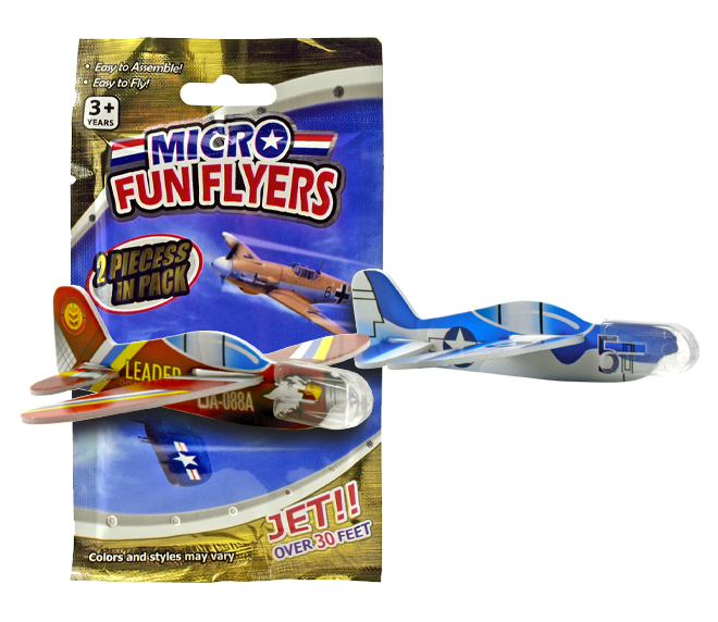 2 - pk. Micro Fun Flyers Mini Foam Toy Fighter Jet Airplanes - Assorted ...