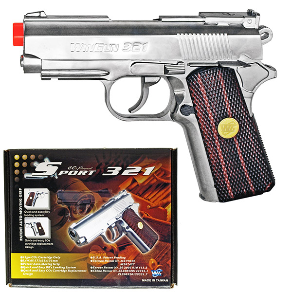 321 CO2 Airsoft Hand Gun - Chrome
