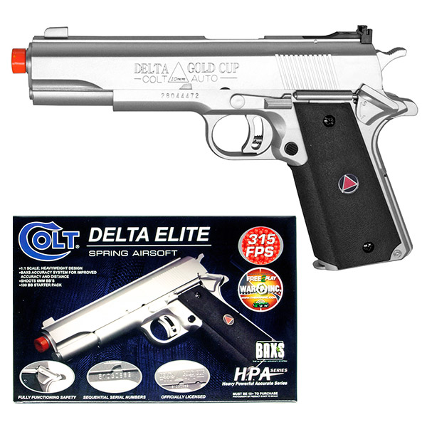 Colt Delta Elite Spring Airsoft Hand Gun - Silver