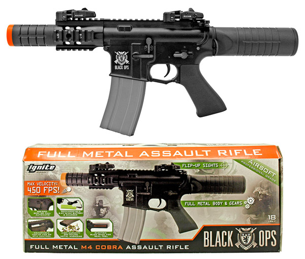 Full Metal Black Ops M4 Cobra Assault Rifle - Black