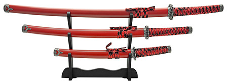 3-pc. Samurai Sword Set - Red