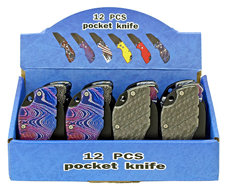 12 - pc. Switchblade Knife Display Set - Assorted Colors