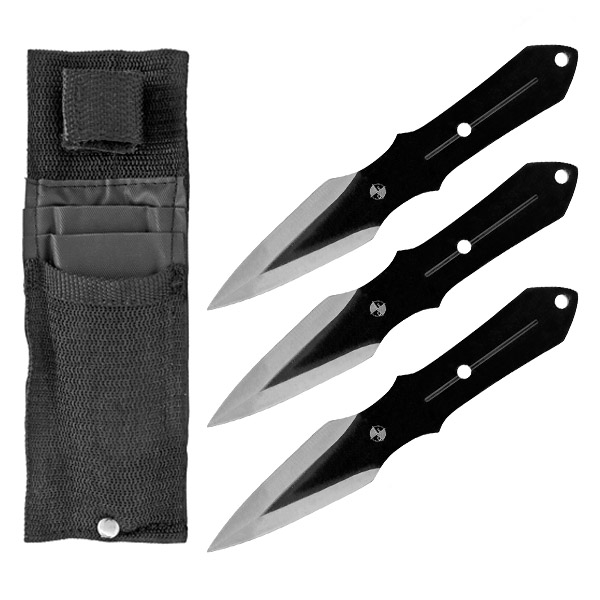 3 - pc. Traditional Stainless Steel Throwing Knife Set - Black