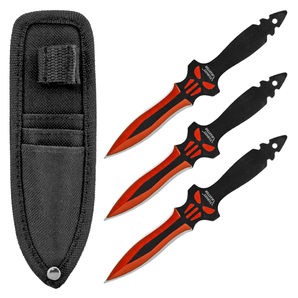 6" Punisher Throwing Knife Set - Red