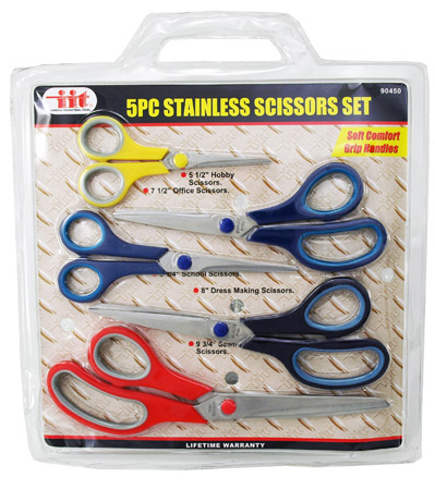 5 PC Comfort Grip Scissors - Walmart.com