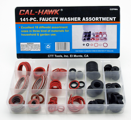 Cal Hawk CZFWA 141-pc. Faucet Washer Assortment Kit, 18 Different ...